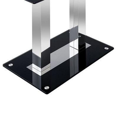 Furniture In Fashion Jet Small Black Glass Dining Table With Chrome ...