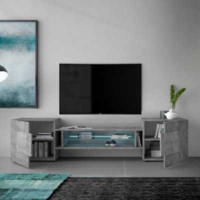 Furniture in Fashion Nevaeh Wooden TV Stand With 2 Doors In Concrete ...