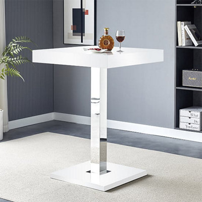 Furniture In Fashion Topaz White High Gloss Bar Table With 4 Coco Curry ...