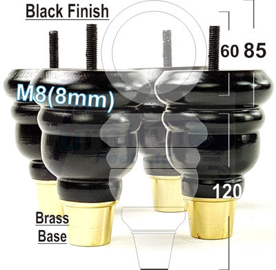 Furniture Leg 120mm High Wood Turned Replacement Furniture Feet With ...
