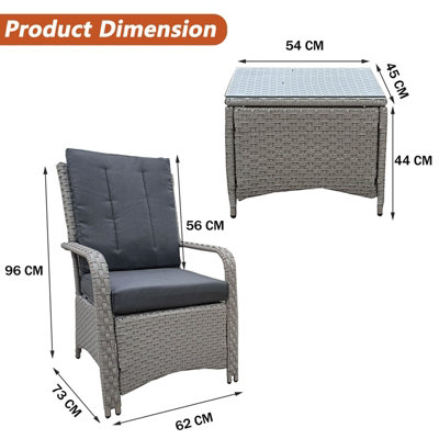 Furniture One Rattan Bistro Set Furniture Nature 3 PCs Patio Weave ...