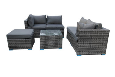 Furniture One Rattan Effect Grey Rattan 5 Seat Corner Sofa Set NO ...