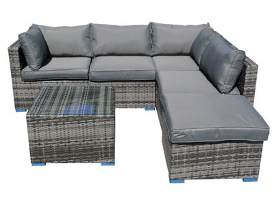 Furniture One Rattan Effect Grey Rattan 5 Seat Corner Sofa Set NO ...