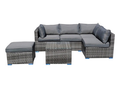 Furniture One Rattan Effect Grey Rattan 5 Seat Corner Sofa Set NO ...