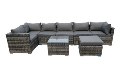 Furniture One Rattan Effect Grey Rattan 7 Seat Corner Sofa Set NO ...