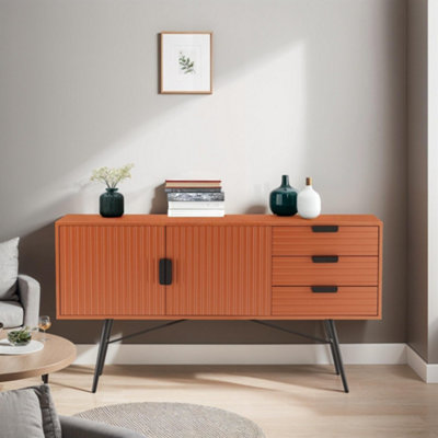 Furniture Outlet, Malmo Terracotta 2 Door 3 Drawer Sideboard.