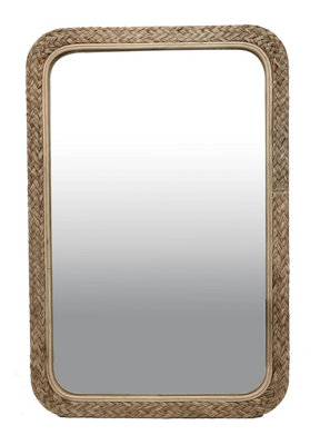 Furniture Outlet,Rectangular Rattan Weave Mirror. (60x90cm)