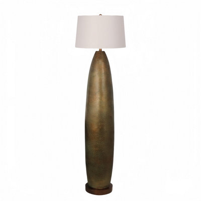 Furniture Outlet, Textured Pillar Floor Lamp, Antique Gold.