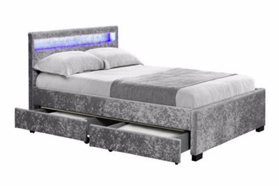 Furniture Stop - Comet Led Velvet Fabric Bed Frame With Storage-4ft6 ...