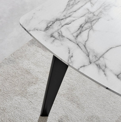 Furniturebox Andria Black Leg Marble Effect Dining Table and 6 Black ...