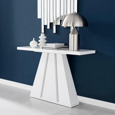 Furniturebox Athens Wooden White High Gloss Classical Hellenistic Inspired Console Table
