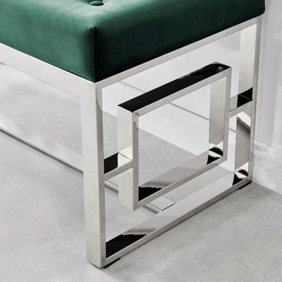 Furniturebox Cambridge Modern Green Buttoned Velvet And Elegant Silver ...