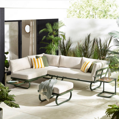 Furniturebox Capri Corner Garden Sofa Set, Green Aluminium Garden ...