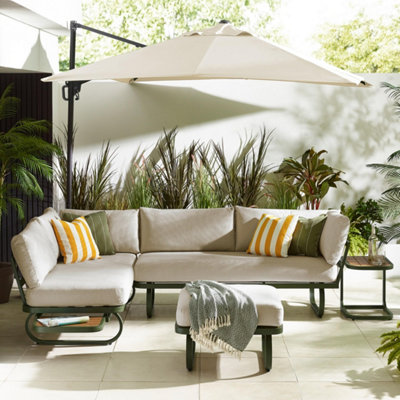 Furniturebox Capri Corner Garden Sofa Set, Green Aluminium Garden ...