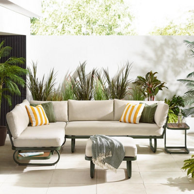 Furniturebox Capri Corner Garden Sofa Set, Green Aluminium Garden ...