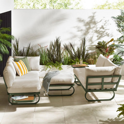 Furniturebox Capri Corner Garden Sofa Set, Green Aluminium Garden ...