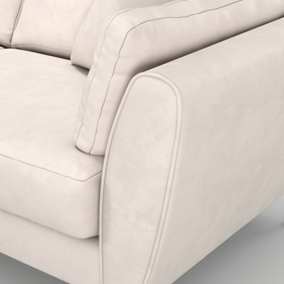 Furniturebox Ida Champagne Cream 3 Seater Velvet Upholstered Sofa With ...