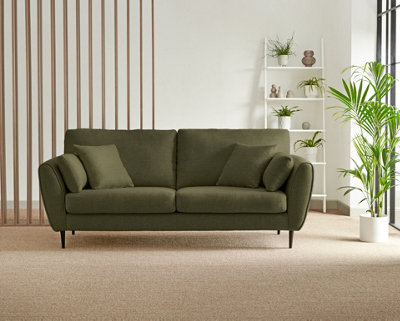 Furniturebox Ida Green Multitone 3 Seater Upholstered Linen Sofa With ...