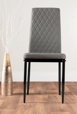 Furniturebox Leonardo 6 Seater Rectangular Glass Dining Table with Silver Metal Legs & 6 Grey ...