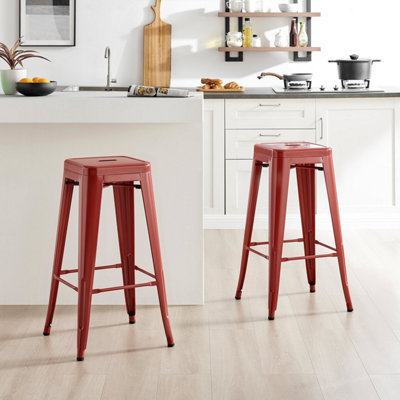 Furniturebox Set of 2 Colton 'Tolix' Style Red Metal Bar Stools | DIY ...
