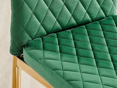 Furniturebox Set of 4 Milan Green High Back Soft Touch Velvet Diamond ...