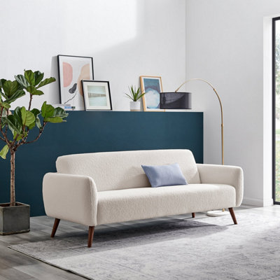 Furniturebox UK 3 Seater Sofa - 'Teddy' Sofa In A Box - White Fluffy ...