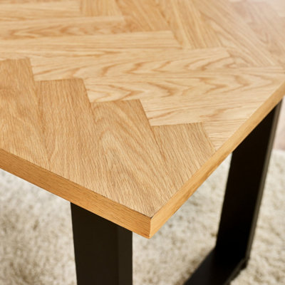 Furniturebox UK 4 Seater Wood Dining Table - Cotswold 'Oak' Herringbone ...