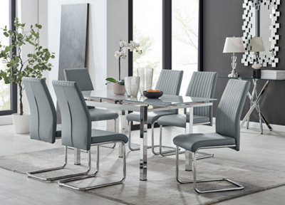 Furniturebox UK 6 Seater Dining Set - Enna White Glass & Chrome ...