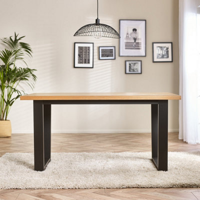 Furniturebox UK 6 Seater Wood Dining Table - Cotswold Black and Oak ...