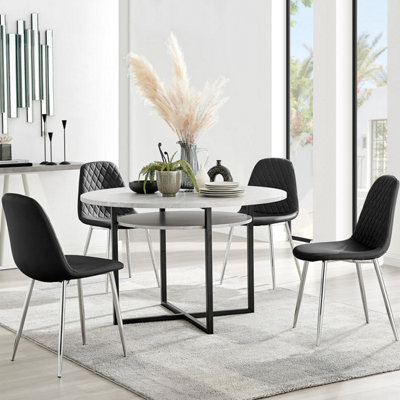 Furniturebox UK Adley Grey Concrete Effect Storage Dining Table & 4 ...