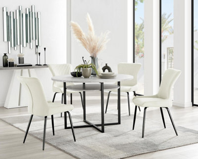 Furniturebox UK Adley Grey Concrete Effect Storage Dining Table & 4 ...