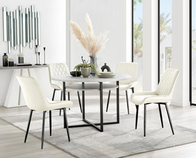 Furniturebox UK Adley Grey Concrete Effect Storage Dining Table & 4 ...