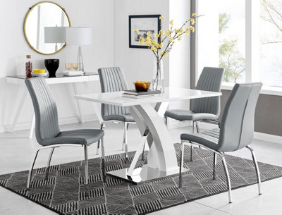 Furniturebox UK Atlanta White High Gloss And Chrome Metal Rectangle ...
