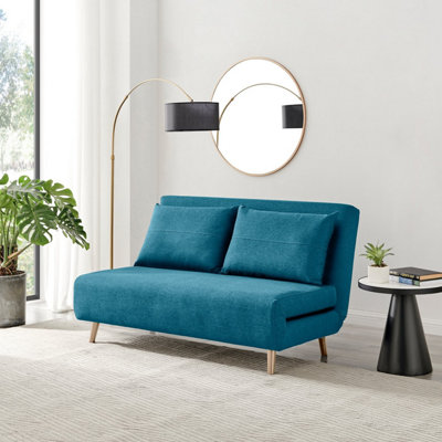 Furniturebox UK Bobby Sofa Bed Double in Fabric Blue