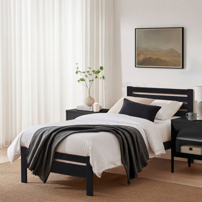 Furniturebox UK Declan Dark Grey Solid Pine Single Bed Frame