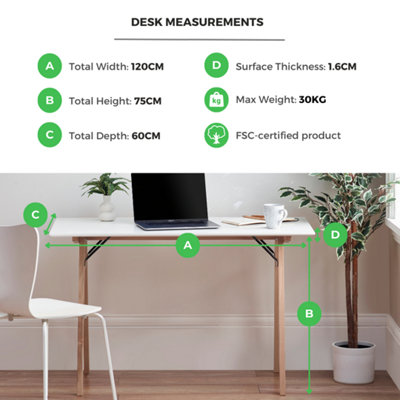 Furniturebox UK Desk 120 x 60cm - 'Ivan' White Home Office Desk for ...