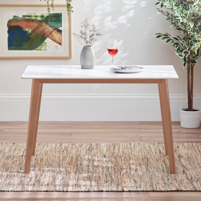Furniturebox UK Dining Table - Sofia White Dining Table Wood Legs - 4 ...