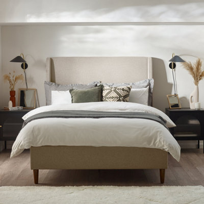 Furniturebox UK Double Bed - 'Hana' Upholstered Cream Modern Double Bed ...