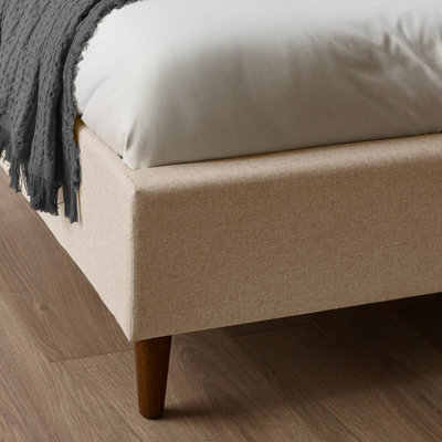 Furniturebox UK Double Bed - 'Hana' Upholstered Cream Modern Double Bed ...