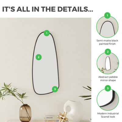 Furniturebox UK Elodie Abstract Pebble Wall Mirror with Black Frame