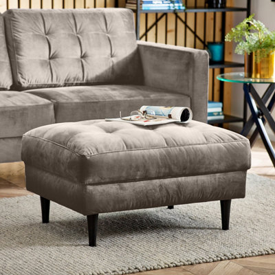 Furniturebox UK Jenna Mink Light Grey Velvet Footstool