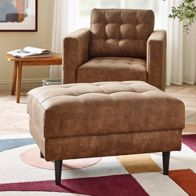 Furniturebox UK Jenna Tan Faux Leather Footstool