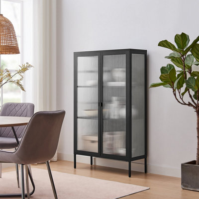 Furniturebox UK Jia Black Metal Display Cabinet