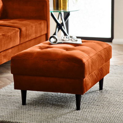 Furniturebox UK Jolene Burnt Orange Velvet Footstool