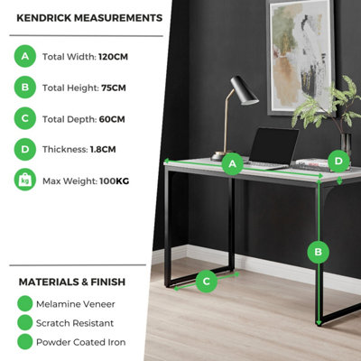 Furniturebox UK Kendrick Grey Marble Effect Desk 120cm for Home Working ...