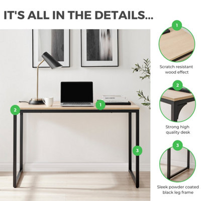 Furniturebox UK Kendrick Oak Effect Desk 120cm for Home Working Study ...