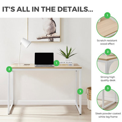 Furniturebox UK Kendrick Oak Effect Desk 120cm for Home Working Study ...