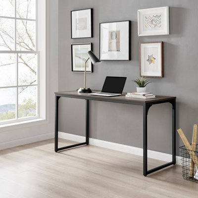 Furniturebox UK Kendrick Walnut Effect Desk 140cm for Home Working Study Gaming Office Desk. Elegant Black