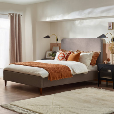 Furniturebox UK King Size Bed - 'Romy' Upholstered Beige Taupe Kingsize ...