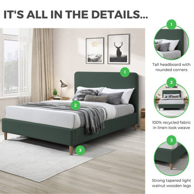 Furniturebox UK King Size Bed Romy Upholstered Beige Taupe Kingsize Bed Frame Only No Mattress 100